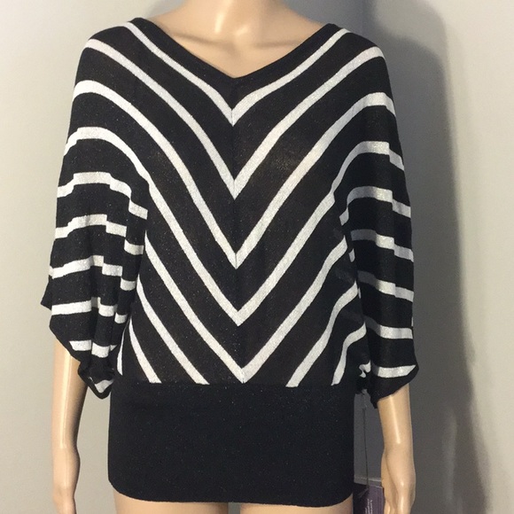 Jennifer Lopez | Tops | Jennifer Lopez Black Silver Batwing Stretchy ...